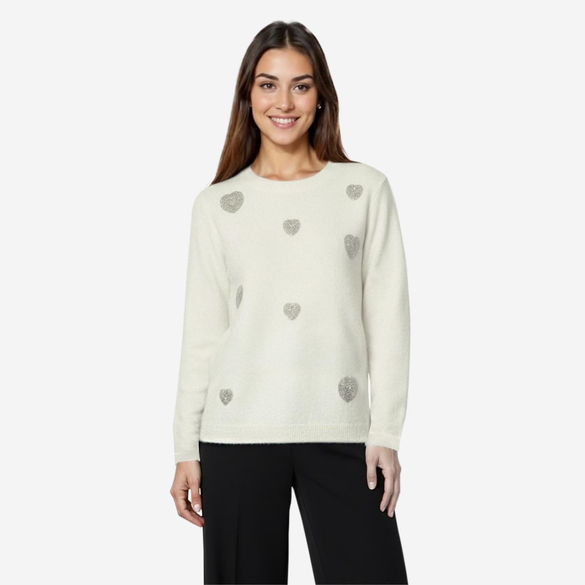 Click here for Womens Nicole Miller Long Sleeve Beaded Heart Swea... prices